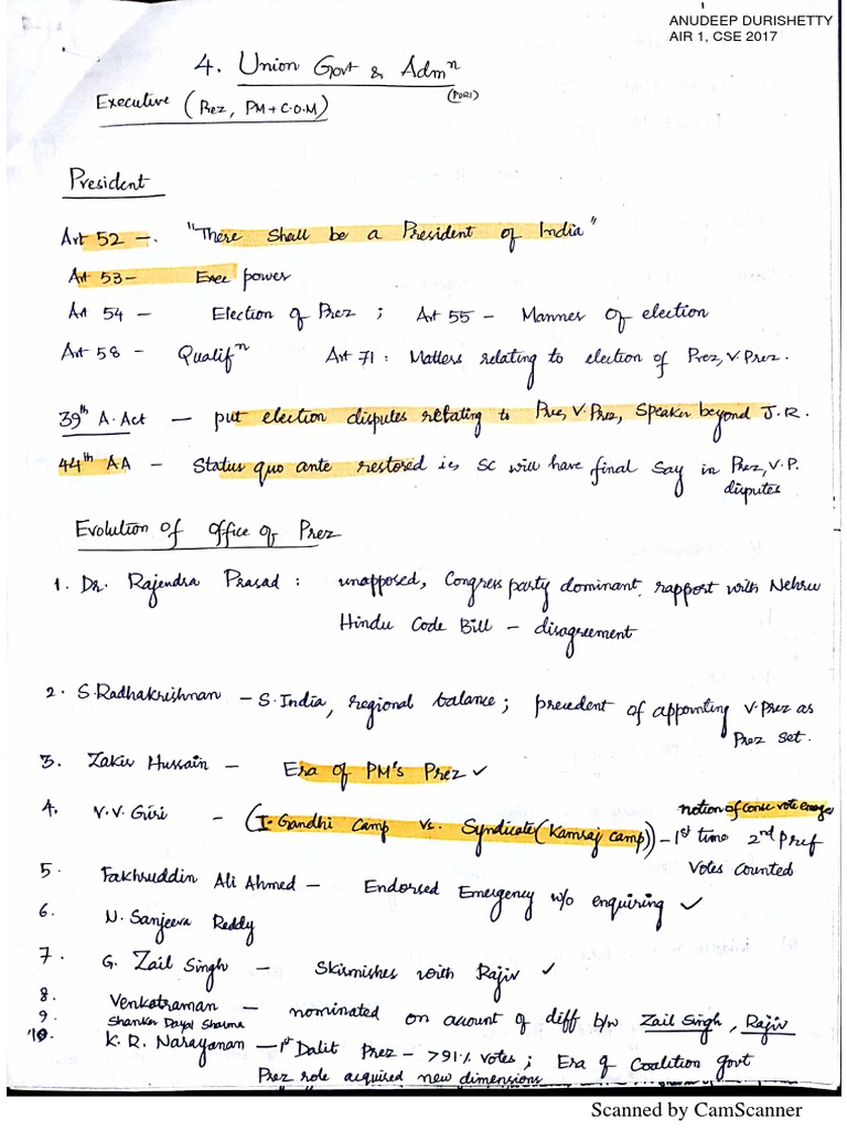 Anudeep Durishetty's UPSC GS2 Notes | PDF