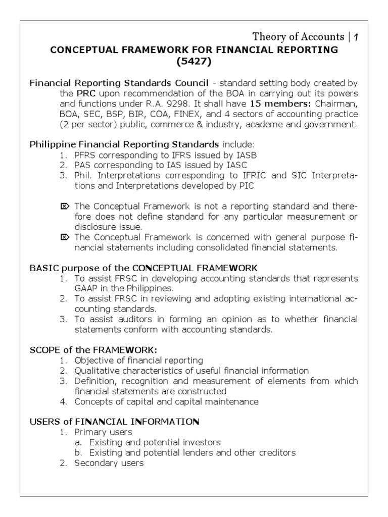Conceptual Framework For Financial Reporting (5427) : Theory of ...