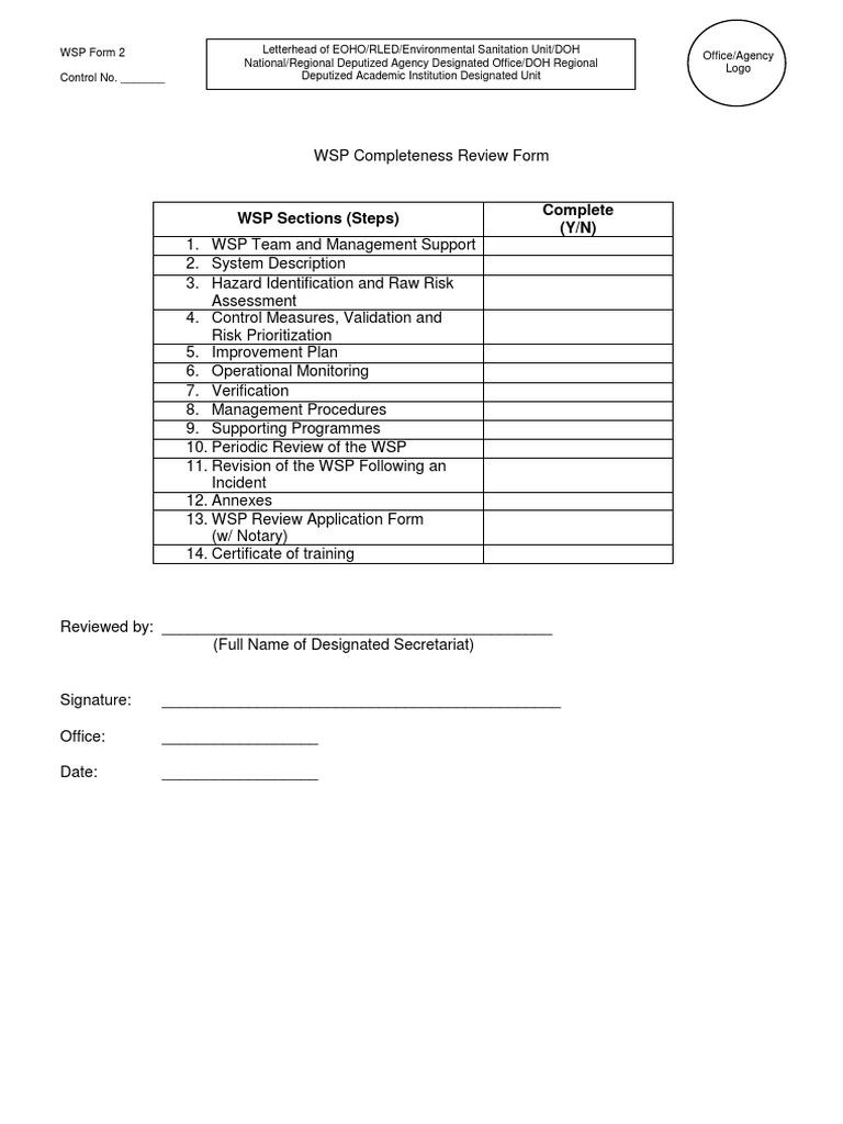 WSP Form 2 (CHD VI) | PDF