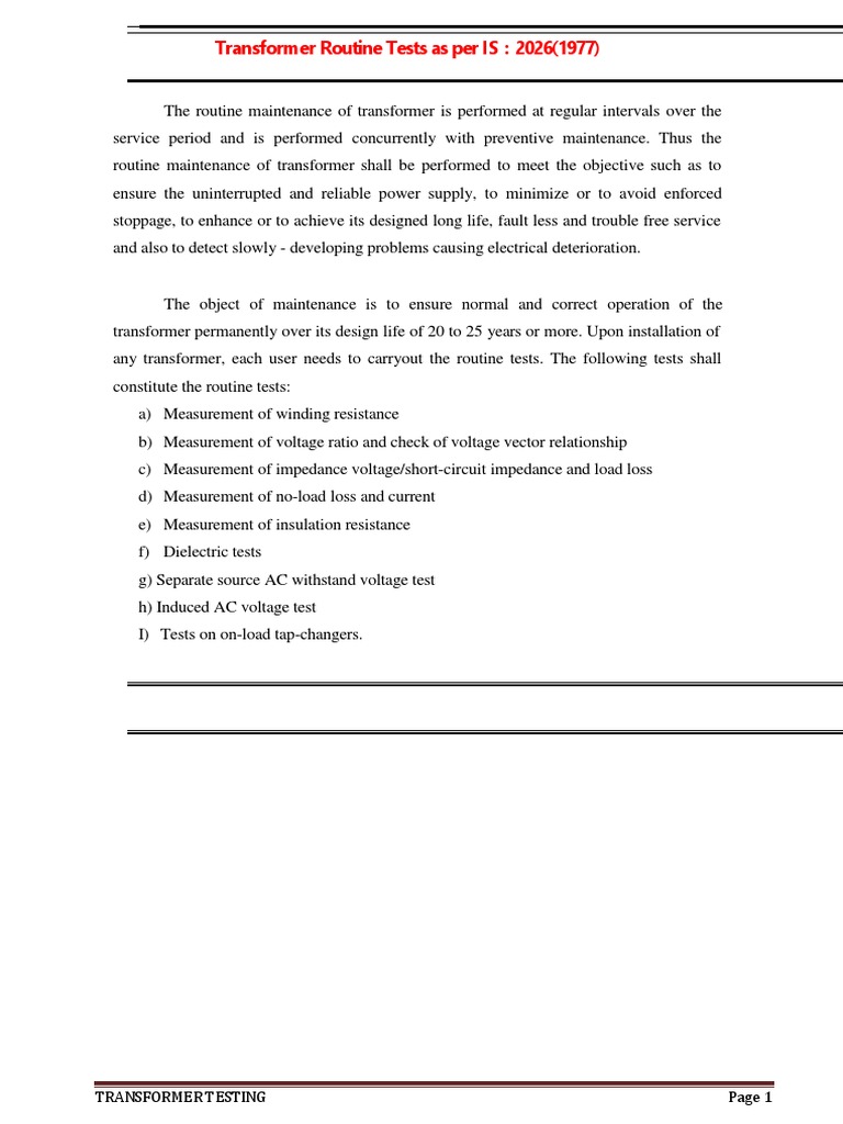 Transformer Testing PDF | PDF | Transformer | Capacitor