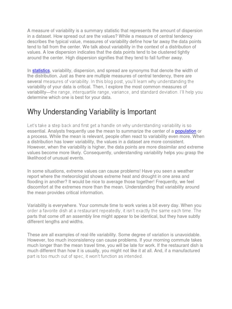 Measure of Variability | PDF | Statistical Dispersion | Standard Deviation