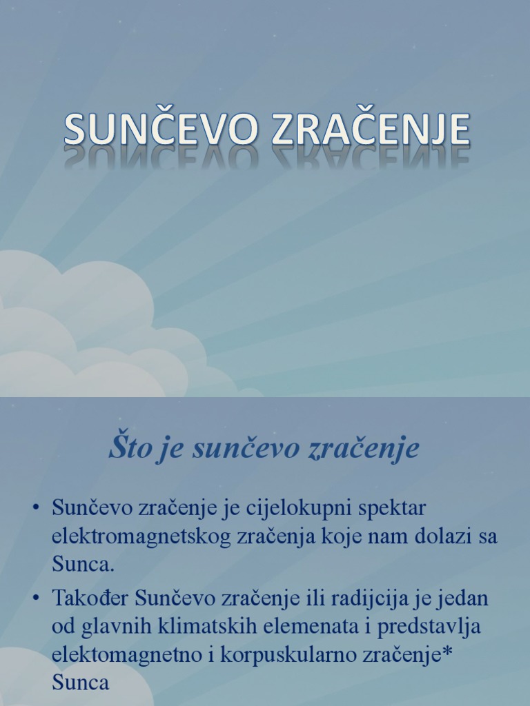 Suncevo Zracenje - Obnovljivi Izvori Energije | PDF