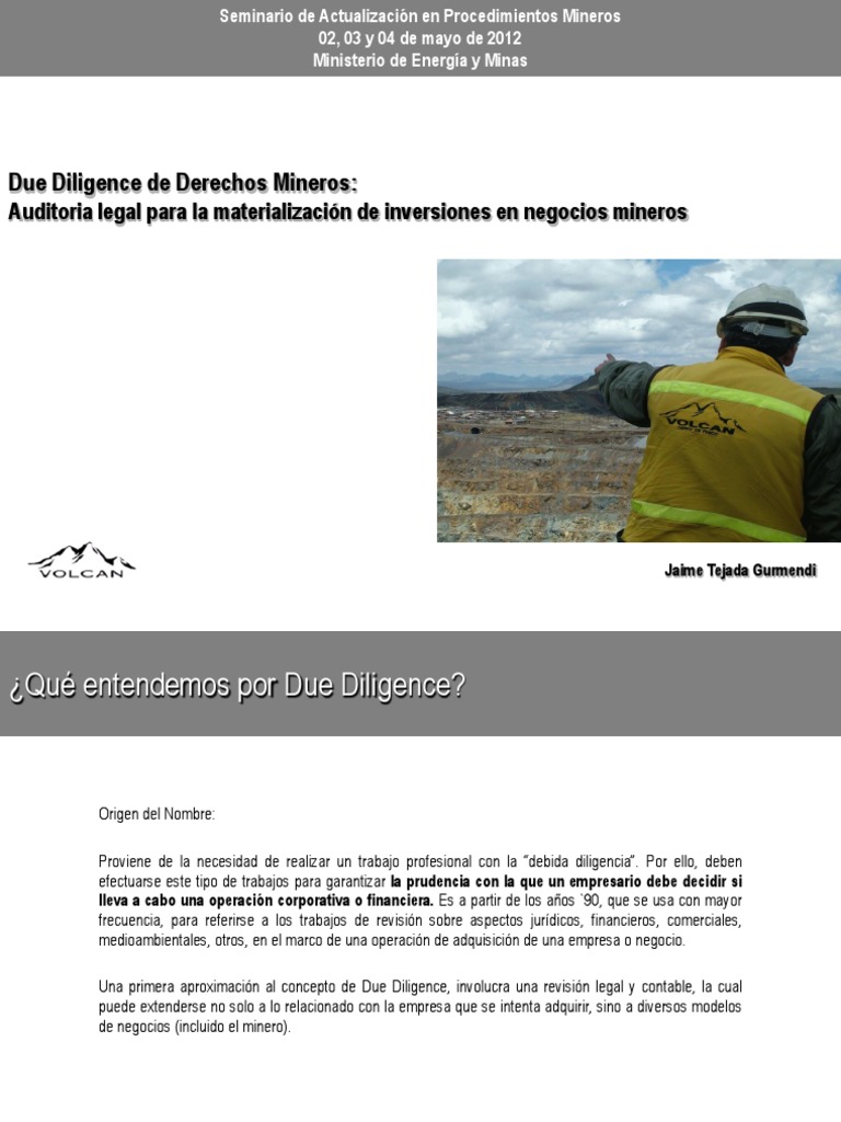 Due Diligence - Jaime Tejada | PDF | Minería | Agua