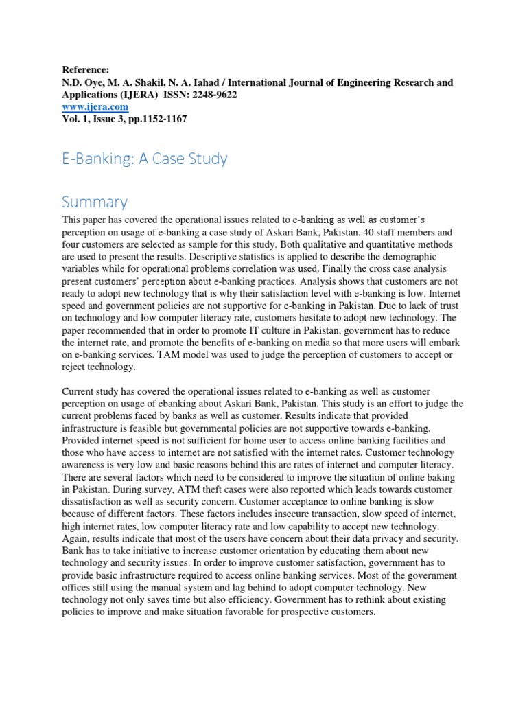 E-Banking: A Case Study | PDF | Online Banking | Banks & Banking