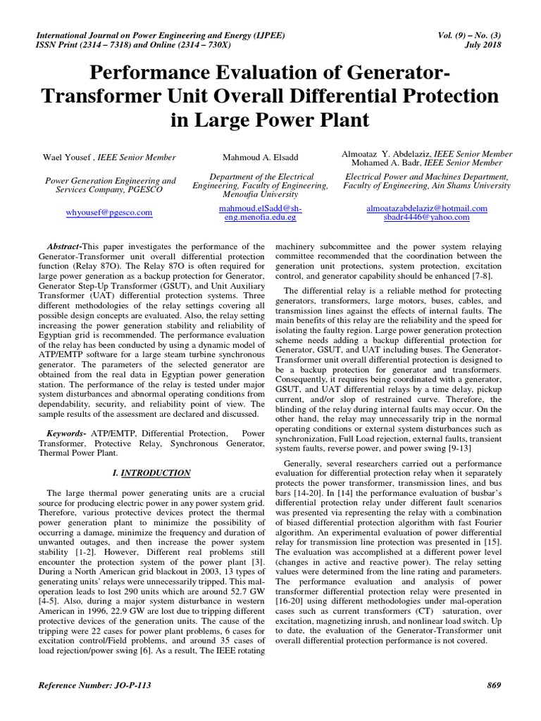 Performance Evaluation of GeneratorTransformer Unit Overall ...