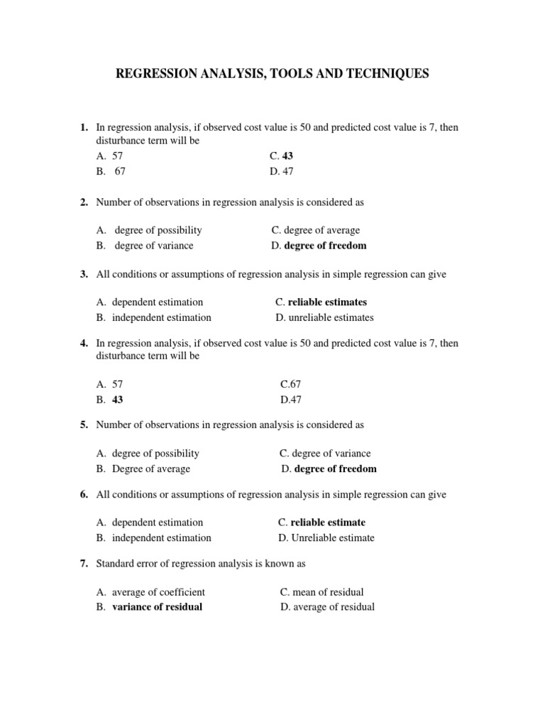 Regression Analysis, Tools and Techniques | Download Free PDF | Errors ...