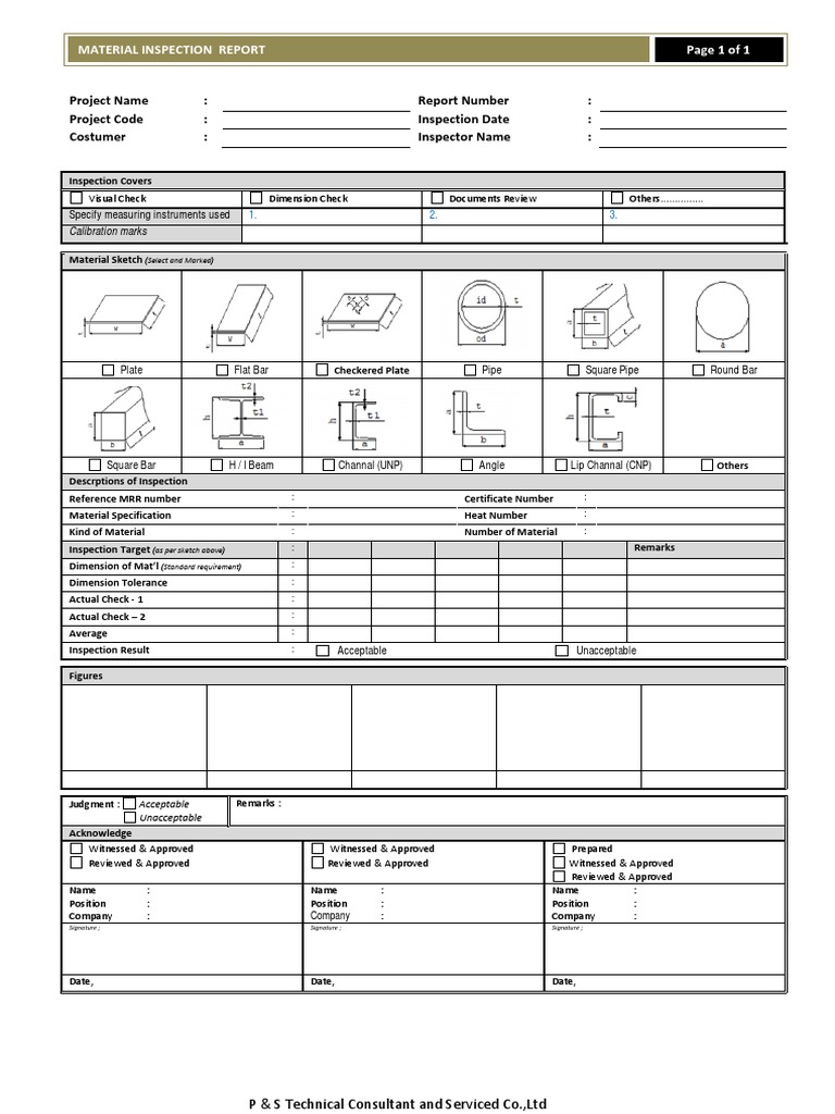 Material Inspection Report | PDF | Nature