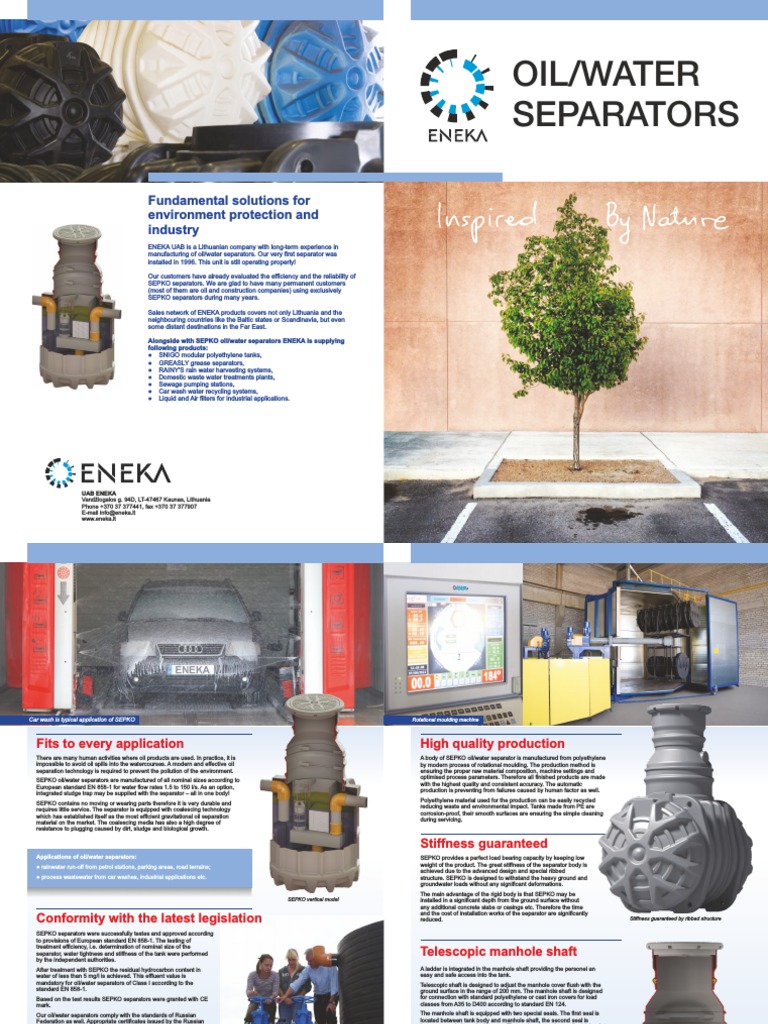 ENEKAOil Water Separators SEPKO | PDF | Drop (Liquid) | Sewage Treatment