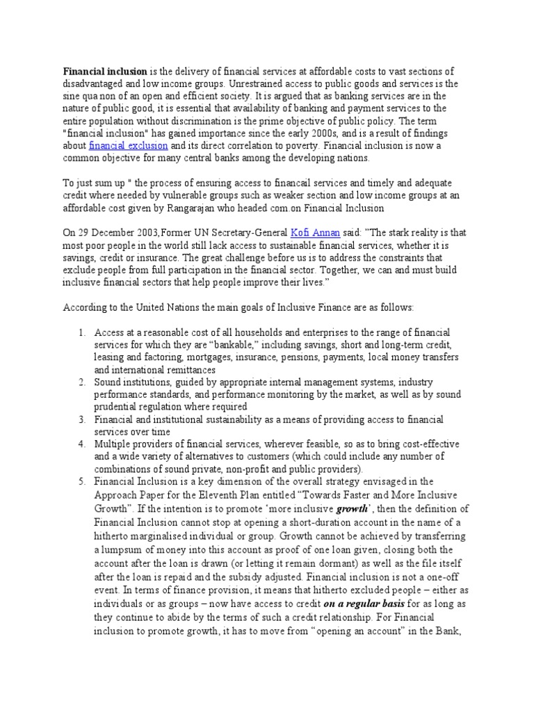 Financial Exclusion: Financial Inclusion Is The Delivery of Financial ...
