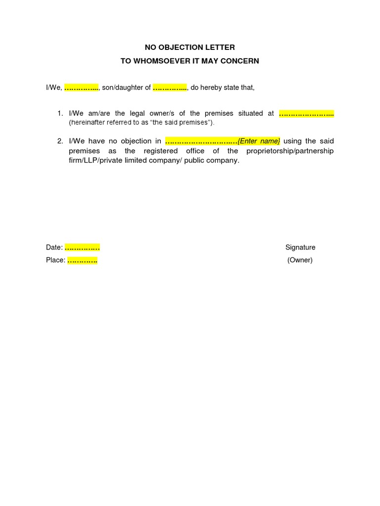 NOC Regd-Office Template | PDF