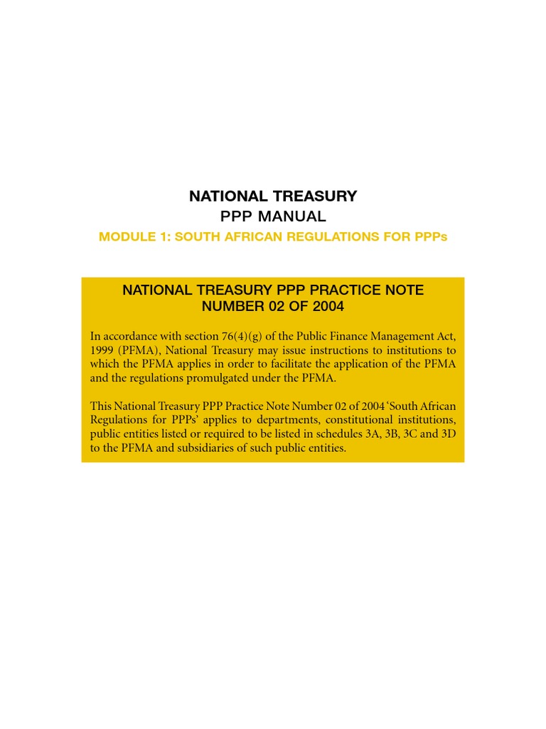 National Treasury PPP Manual: Module 1: South African Regulations For ...