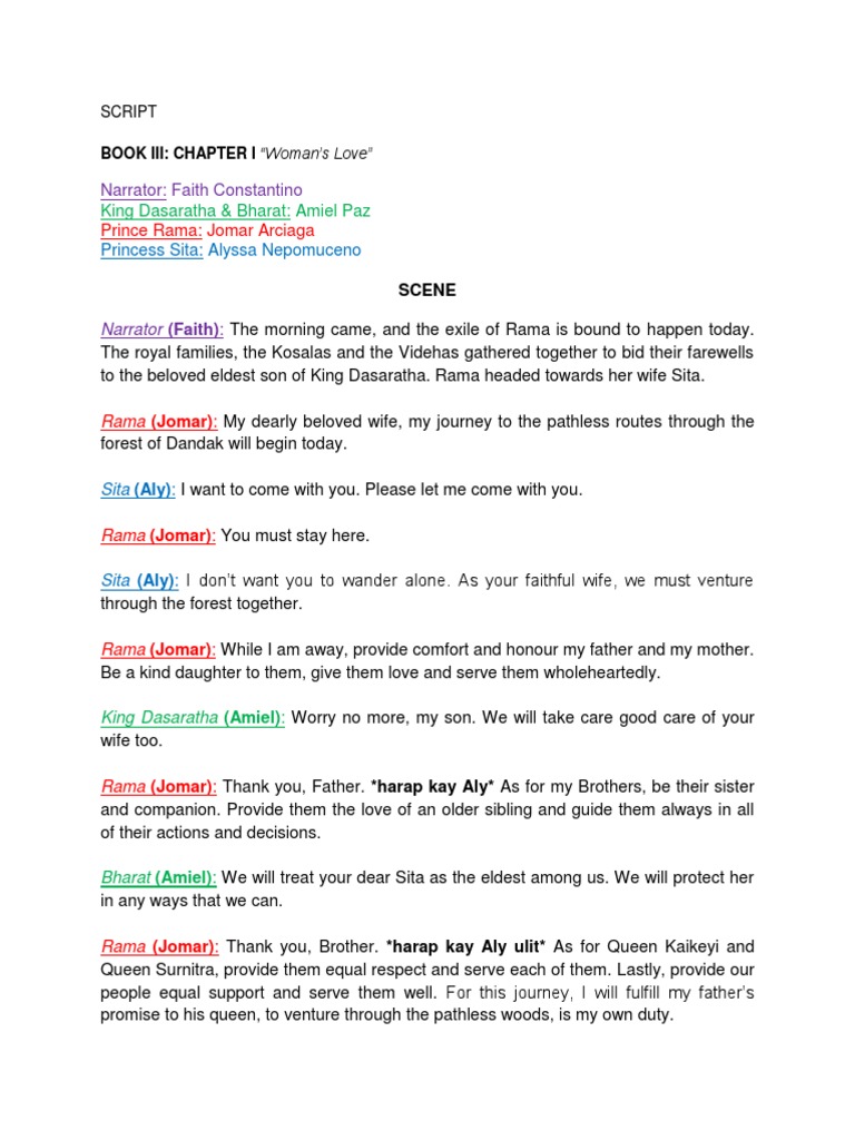 SCRIPT Lit 2 Ramayana | PDF | Sita | Rama