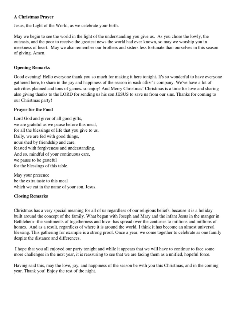 A Christmas Prayer | PDF