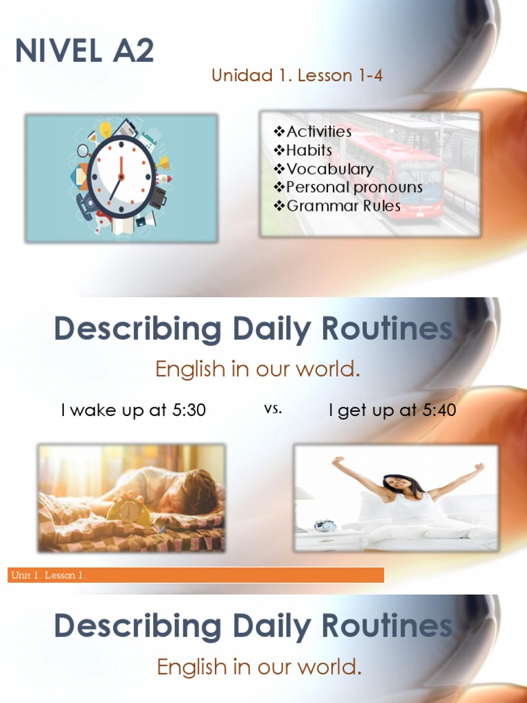 Presentation of Daily Routines in English | PDF | English Language ...
