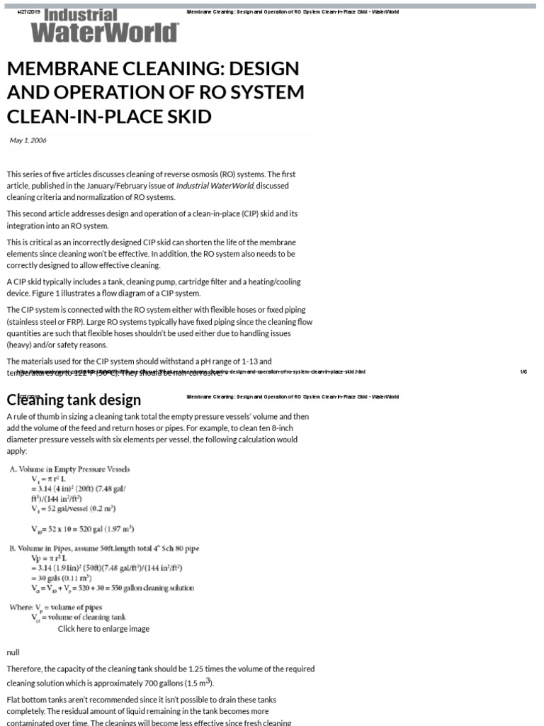 CIP Calculation | PDF | Membrane | Pump