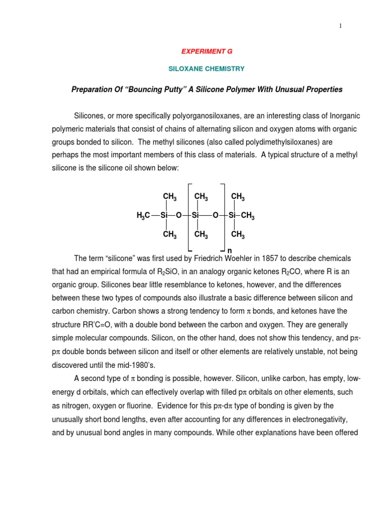 Preparation of "Bouncing Putty" A Silicone Polymer With Unusual ...