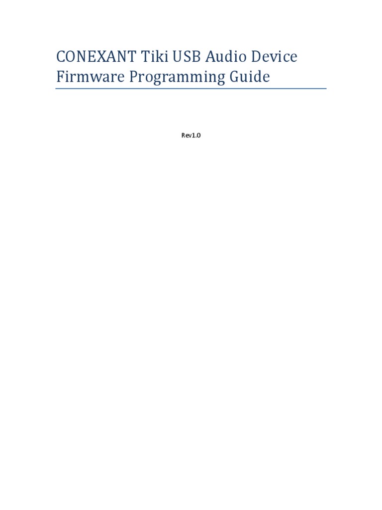 CONEXANT Tiki USB Audio Device Firmware Programming Guide | PDF