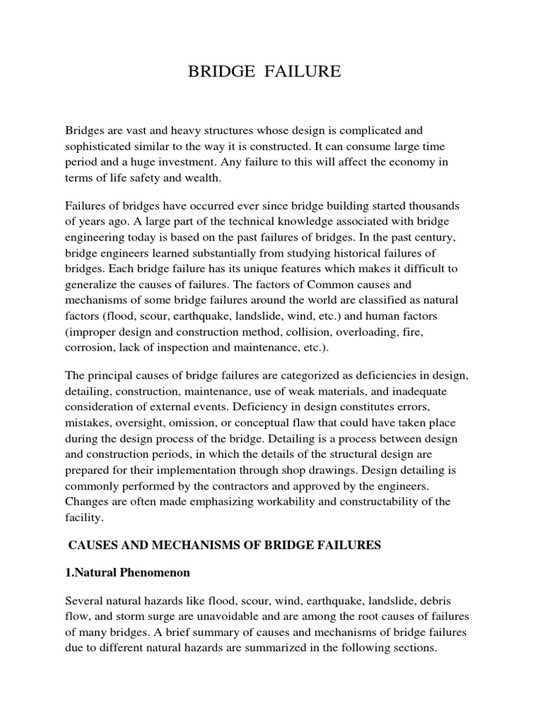 Bridge Failure: 1.natural Phenomenon | PDF | Buckling | Landslide