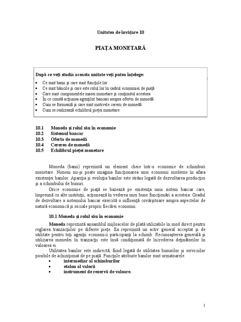 UI 6 Piata Monetara | PDF