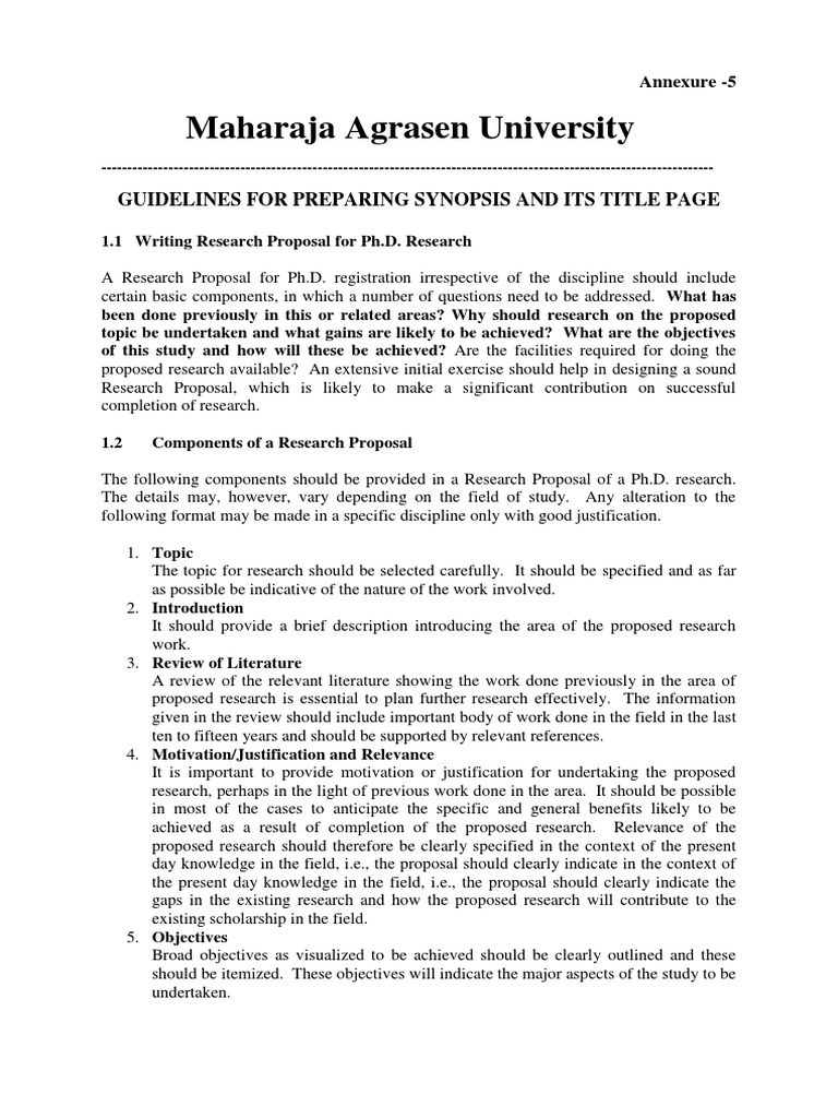 Guidelines for PhD Synopsis | PDF | Data Analysis | Scientific Method