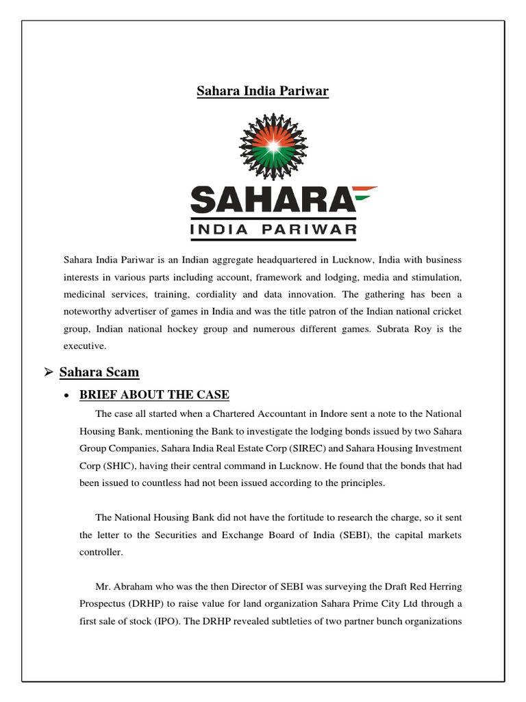 Sahara Scam | PDF | Government | Business
