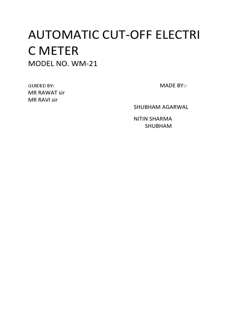 Automatic Cut Off Electric Meter | PDF | Arduino | Electricity