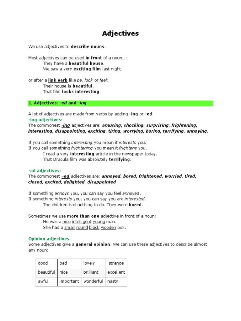 Adjectives | PDF | Adjective | Noun