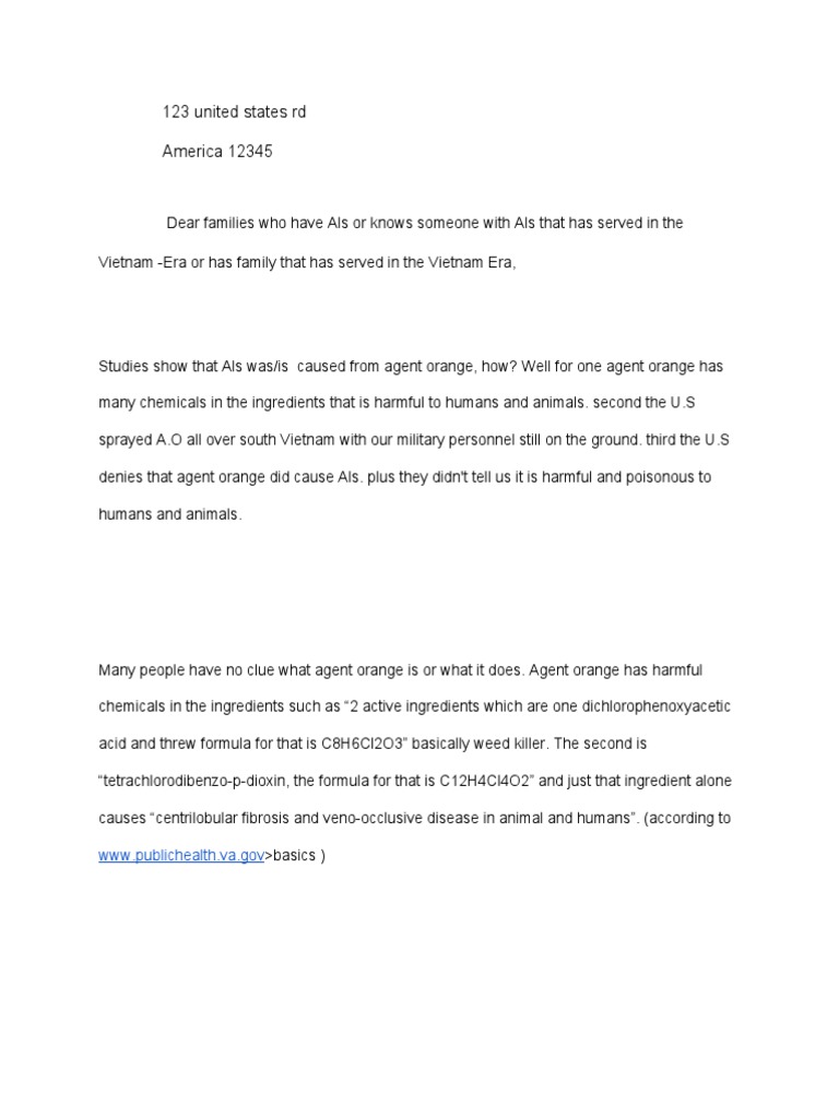 Als Letter | PDF | Agent Orange | Medicine