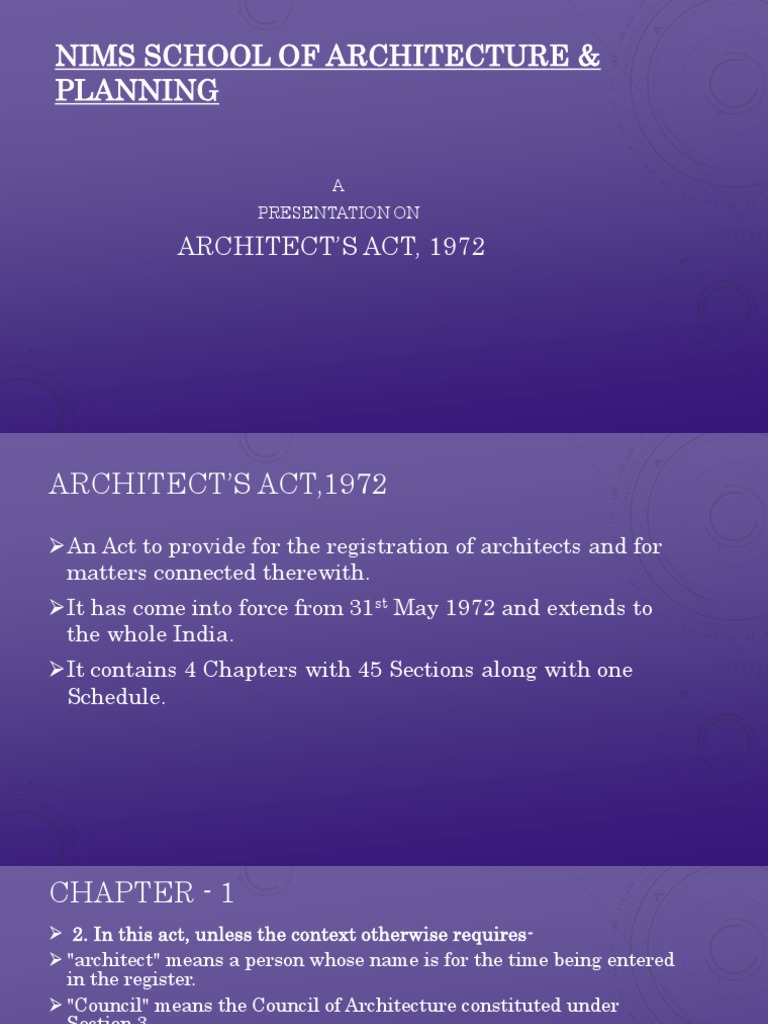 Nims School of Architecture & Planning: Architect'S Act, 1972 | PDF ...