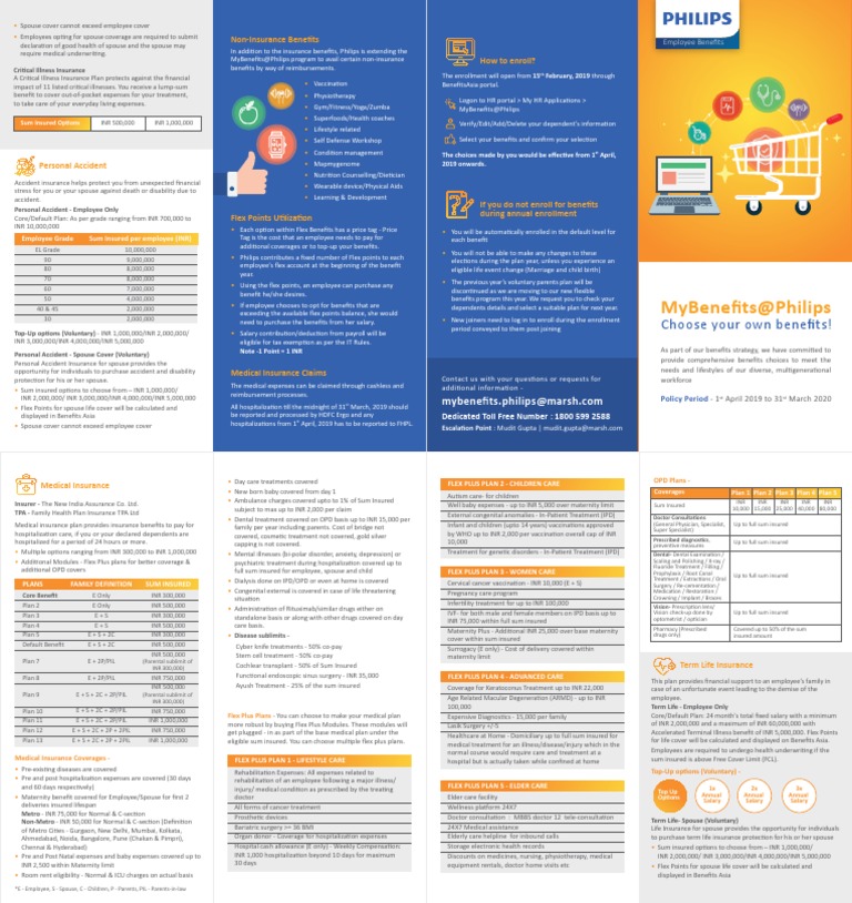 MyBenefits@Philips Leaflet | PDF | Employee Benefits | Health Care