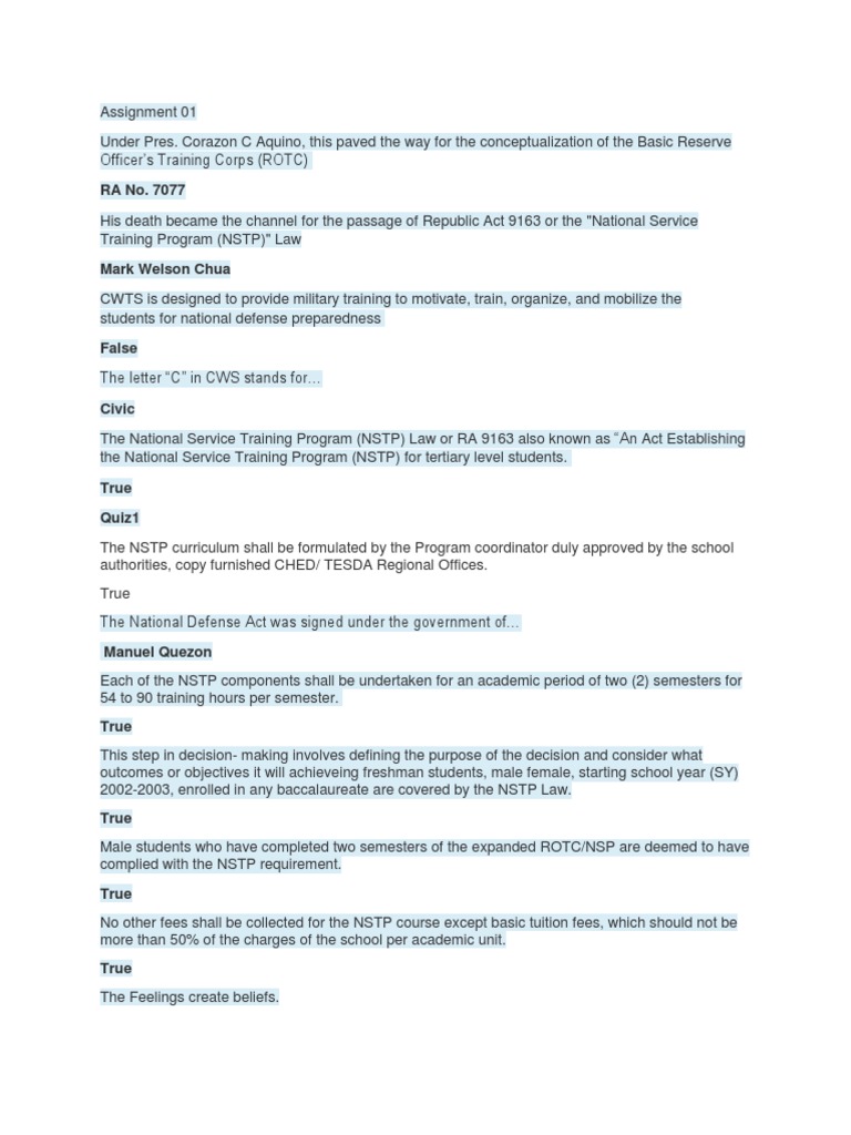 NSTP 101 Complete AMAOed | PDF | Substance Abuse | Leadership