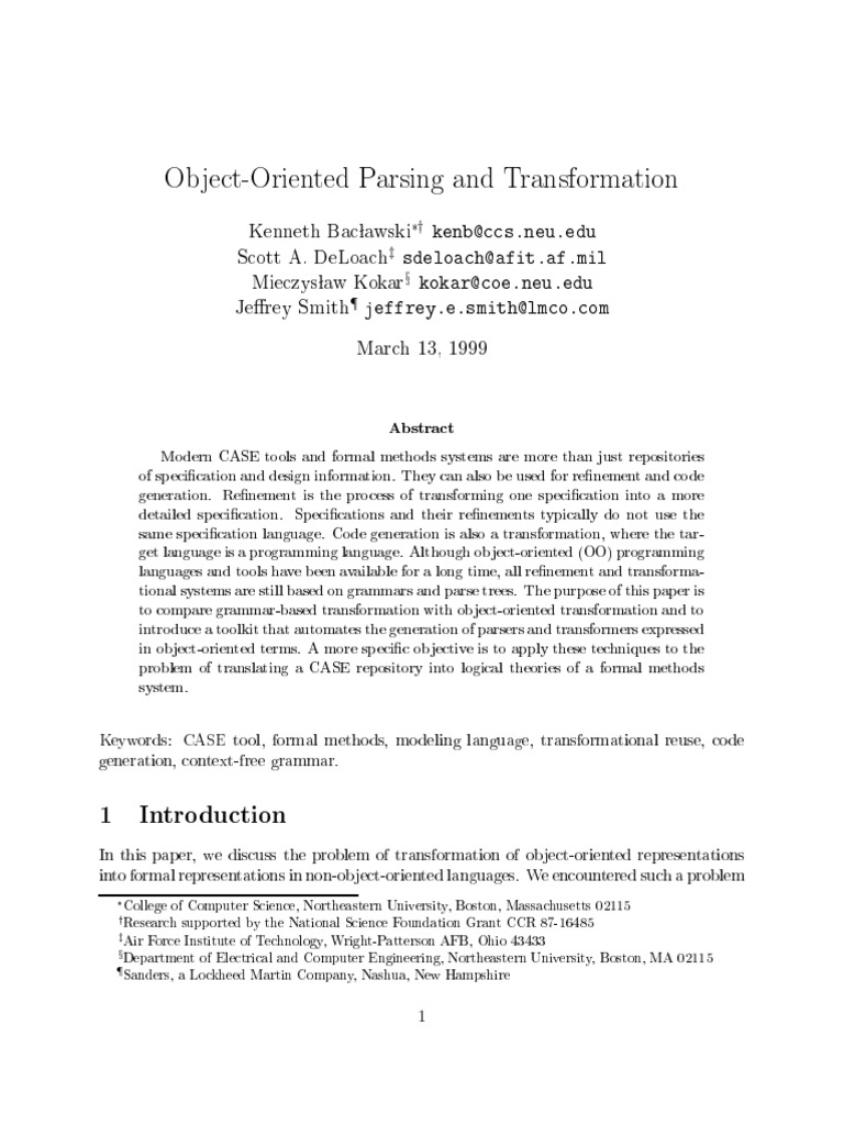 Object-Oriented Parsing and Transformation | PDF | Class (Computer Programming) | Inheritance ...