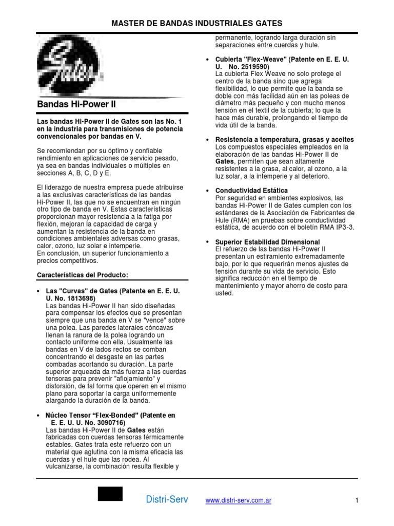 Correas Gates - DS Bandas | PDF | Engranaje | Física Aplicada e ...