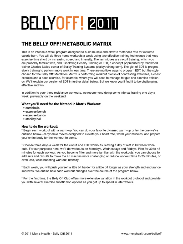 Belly Off Metabolic Matrix Workout 001 PDF | PDF | Limbs (Anatomy ...