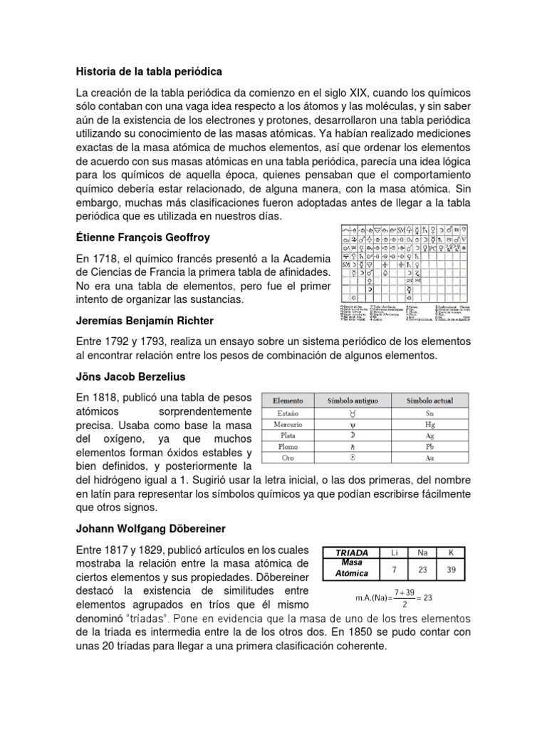 Historia de la tabla periódica | PDF | Tabla periódica | Química