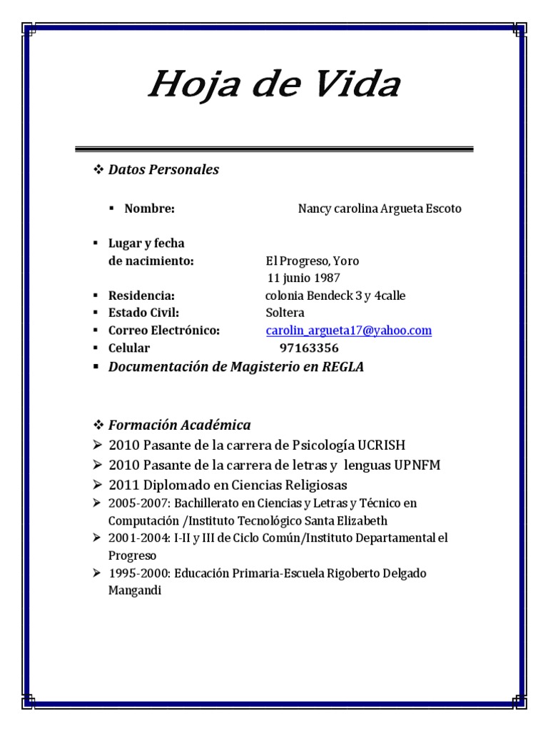 Curriculum Nancy Argueta 2016 | PDF