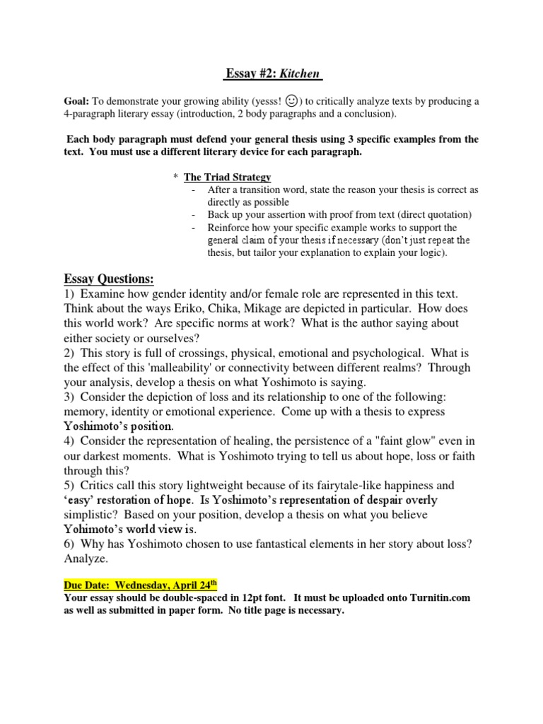 LC - Essay Kitchen | PDF | Essays | Thesis