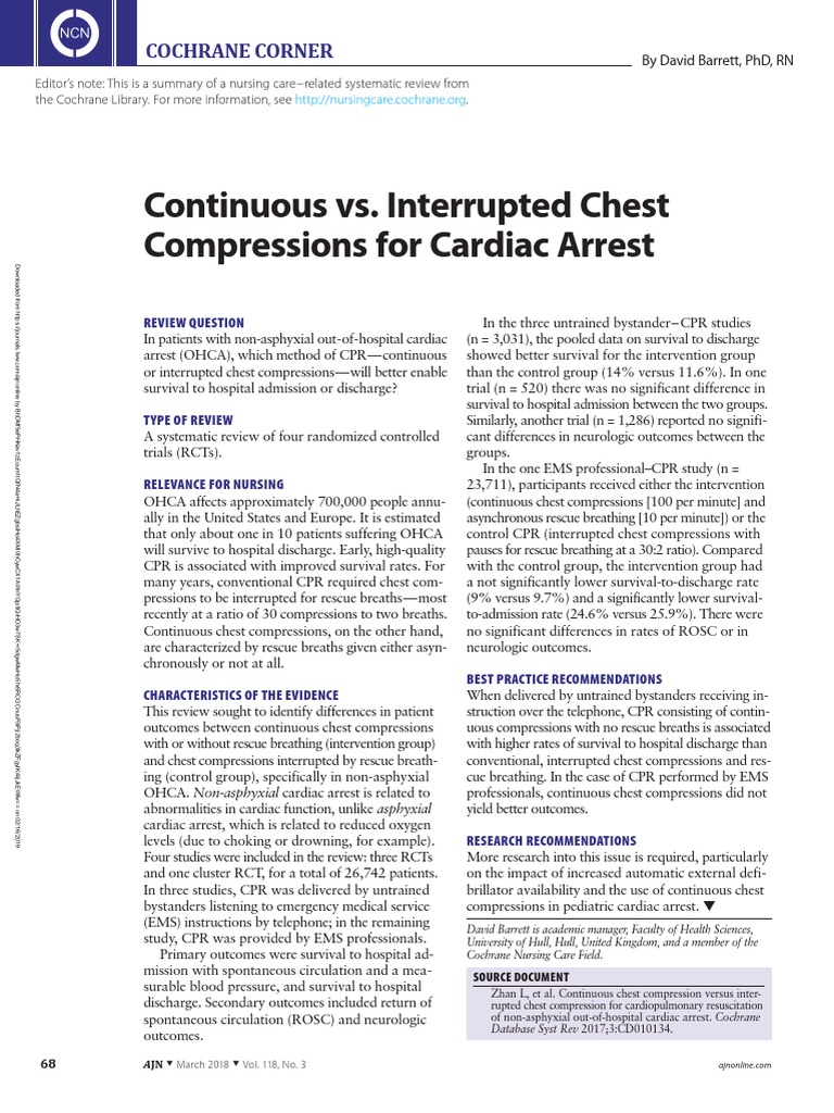 Continuous vs. Interrupted Chest Compressions For Cardiac Arrest | PDF ...