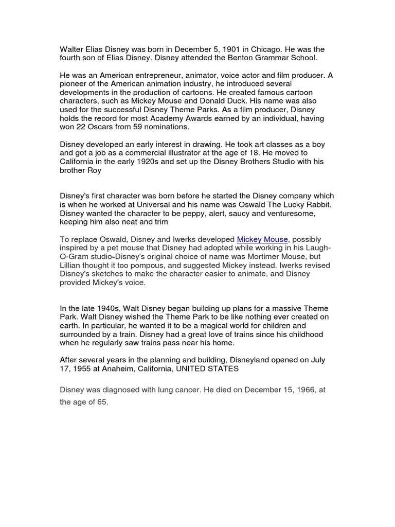 Walt Disney | PDF | Walt Disney | The Walt Disney Company