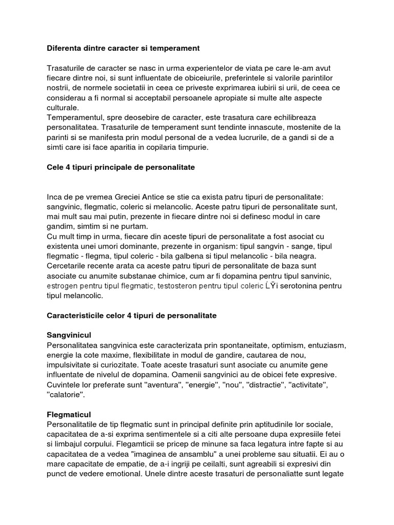 Tipuri de Personalitate | PDF