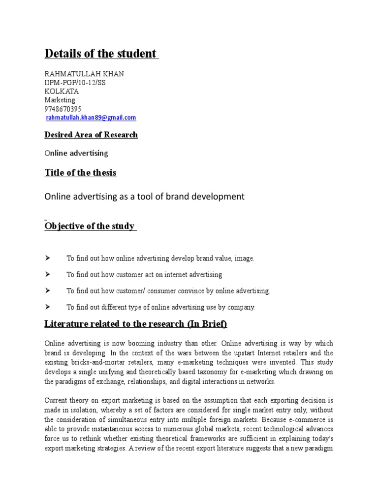 Online Advertising as a Tool for Brand Development: Objectives ...