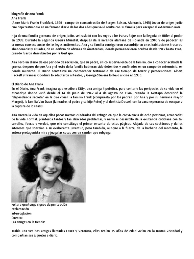 Biografía de Ana Frank: Su Historia | PDF | Anne Frank | Efecto invernadero
