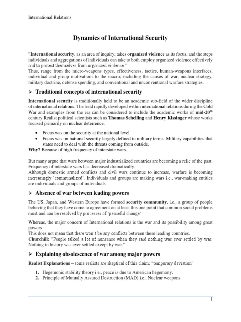 Dynamics of International Security | PDF | National Security ...