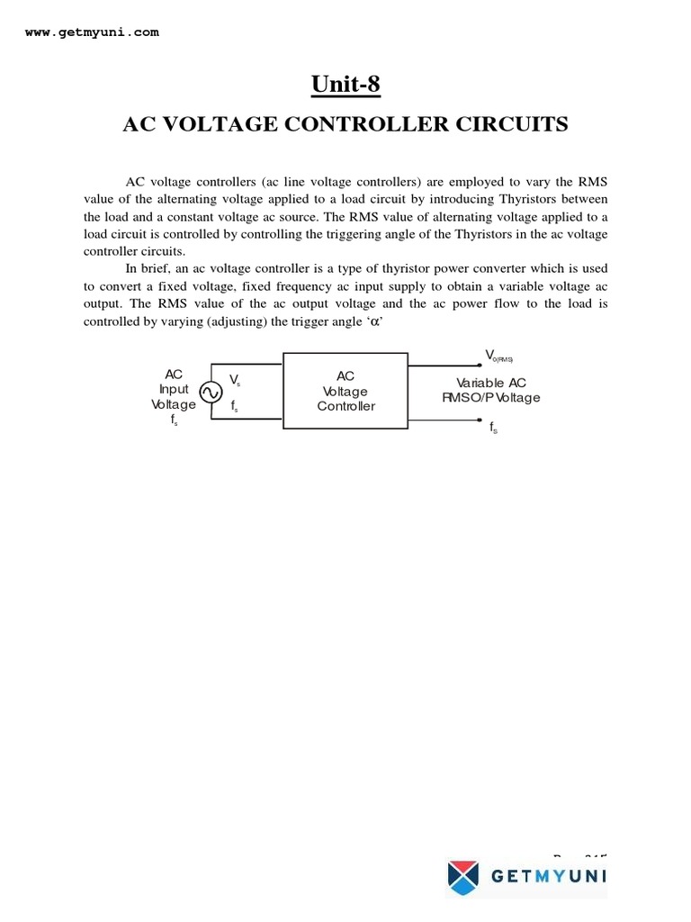 Ac Voltage Controller Circuits: Unit-8 | PDF | Alternating Current | Root Mean Square