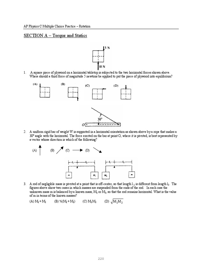 AP Physics C: Rotation Practice | PDF | Rotation Around A Fixed Axis ...