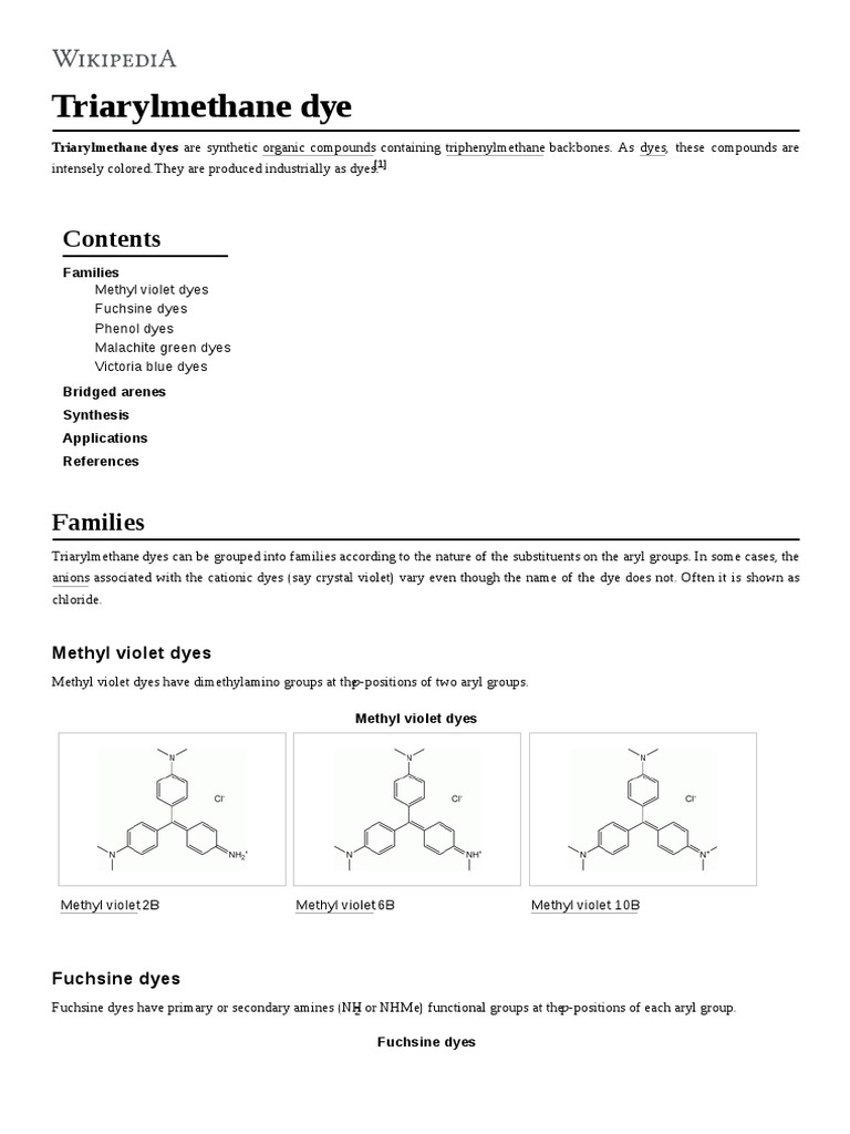 Triarylmethane Dye | PDF | Chemical Substances | Organic Compounds