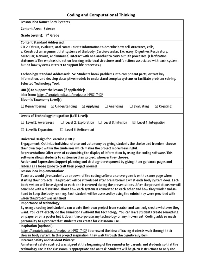 13 Coding Lesson Idea Template | PDF | System | Behavior Modification