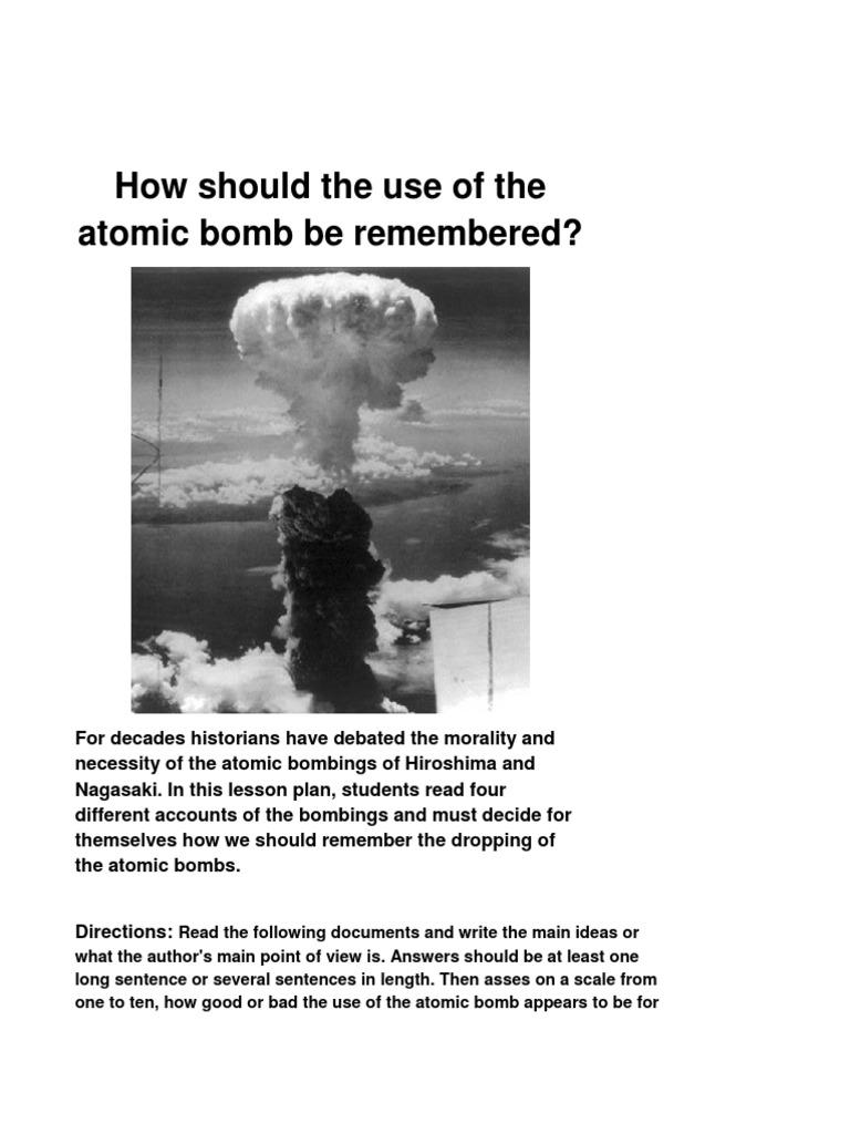 Atomic Bomb Student | PDF | Atomic Bombings Of Hiroshima And Nagasaki ...