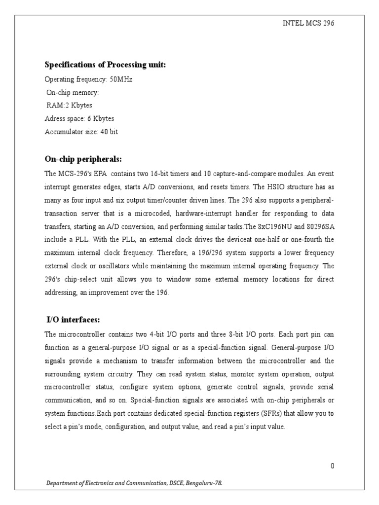 Intel MCS 296 | PDF | Microcontroller | Random Access Memory