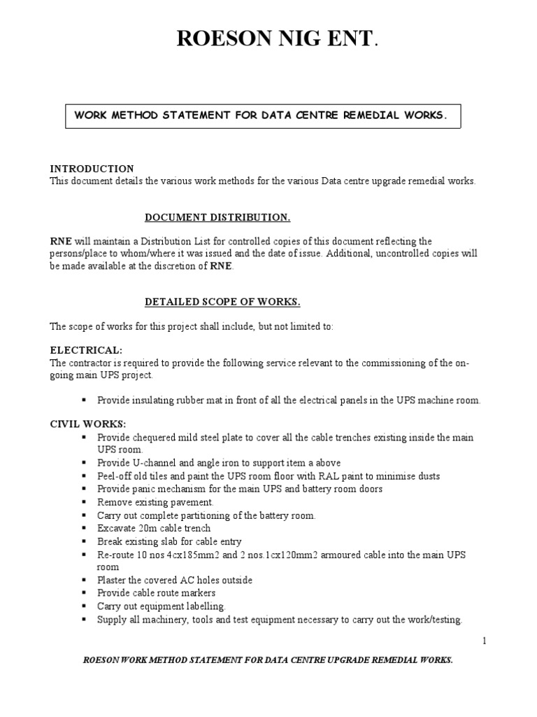 Oj Work Method Statement | PDF | Structural Steel | Data Center